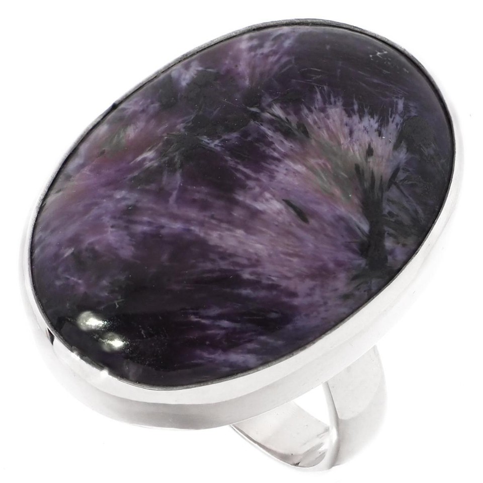 925 Sterling Silver Russian Charoite Sterling Adjustable Sz 7 Ring | eBay