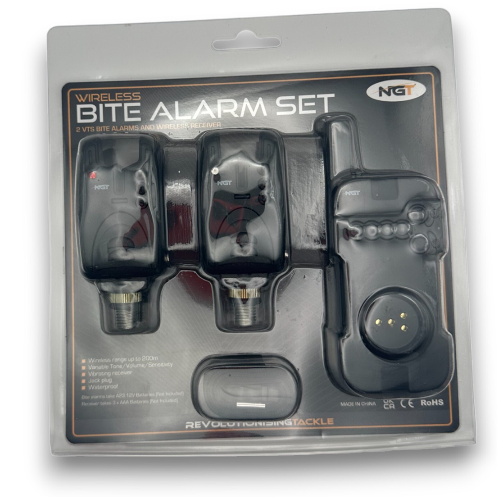 NGT 2 VST Wireless BITE ALARM Set Carp Coarse Fishing Black + Receiver ...