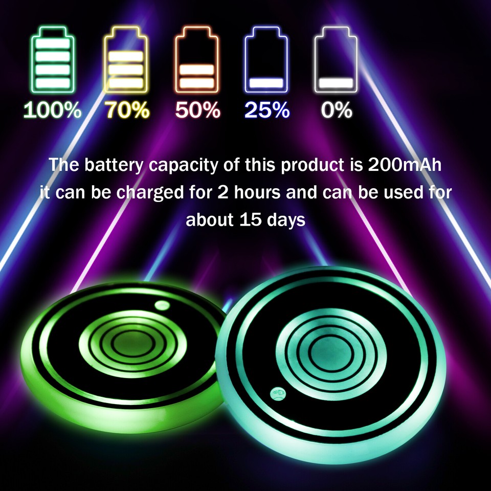 2X Cup Pad Car Accessories LED Light Cover Interior Decoration Lamp 7 ...