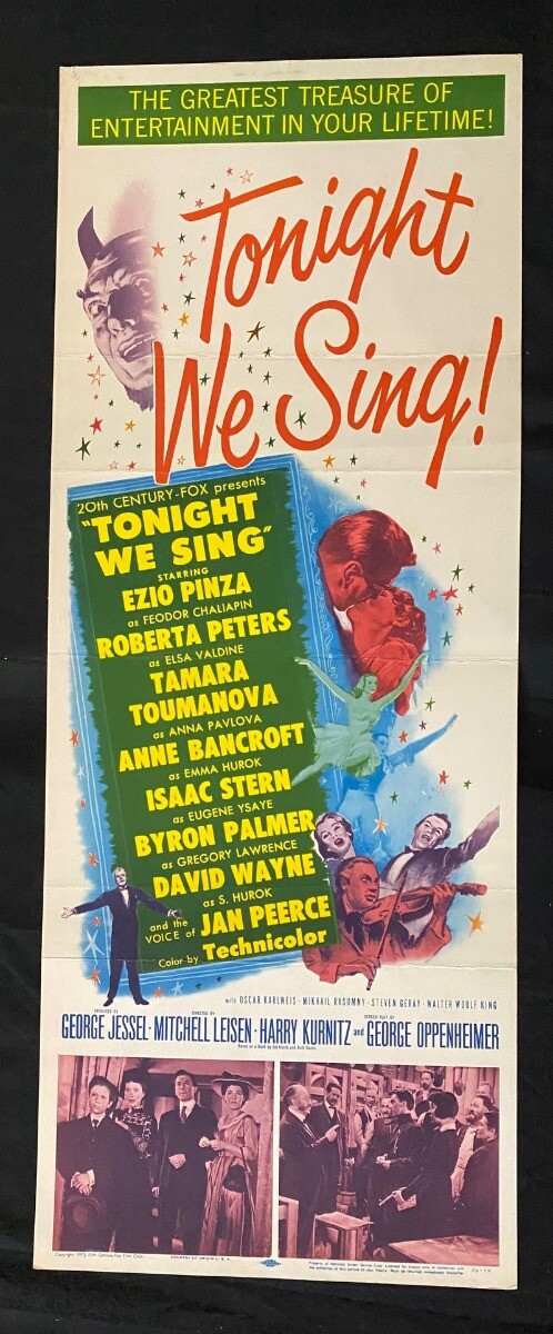 MOVIE POSTER: Tonight We Sing Original Insert Movie Poster Ezio Pinza ...