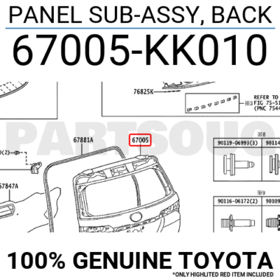 67005KK010 Genuine Toyota PANEL SUB-ASSY, BACK 67005-KK010 | eBay