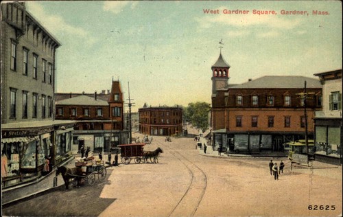 GARDNER MA West Gardner Square TROLLEY STREETCAR c1910 Postcard | eBay