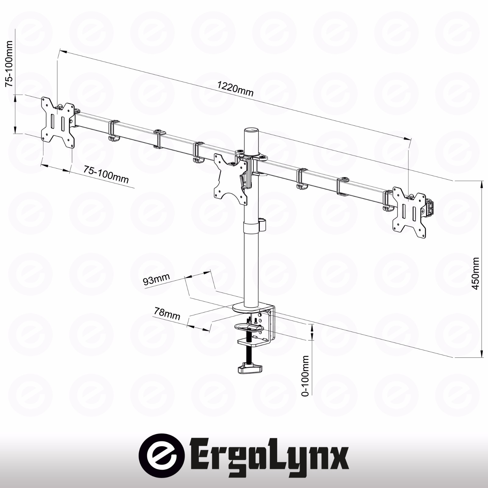 Triple LCD Monitor Clamp TV Arm Desk Mount Computer Screen Bracket 3 13 ...