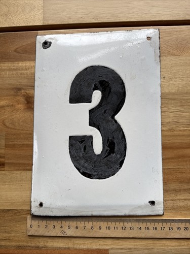 BIG VINTAGE METAL ENAMEL HOUSE SIGN PLATE NUMBER “3” | eBay