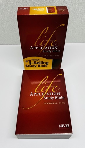 NIV LIFE APPLICATION STUDY BIBLE Red paperback book PERSONAL SIZE free ...