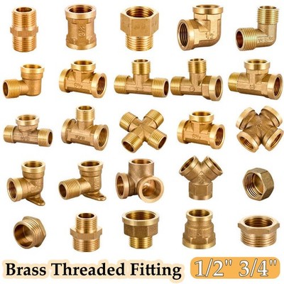 Brass Threaded Fitting Pipe Socket Tee Elbow Plug Adaptor Male Female ...