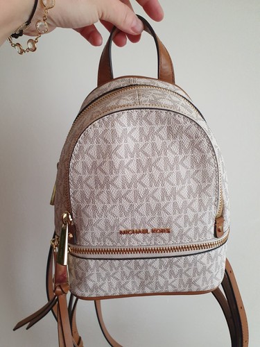 michael kors rhea mini Xs Mk Logo Vanilla backpack | eBay