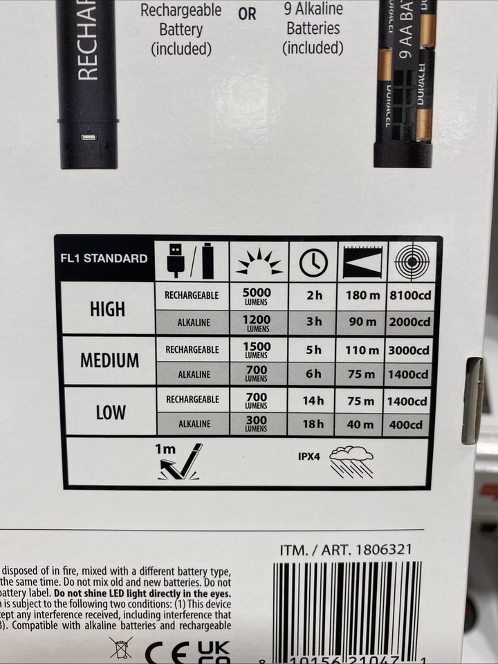 Infinity X1 5000 Lumens Flashlight Rechargeable Dual Power Twist Focus ...