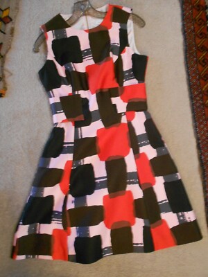 Kate Spade 4 Sleeveless Sheath Dress Red Black Pink Geometric Print ...