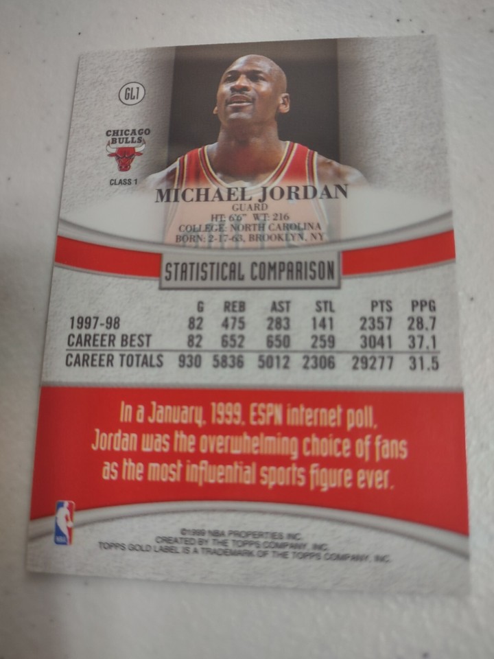1999 Topps Gold Label Holoview Michael Jordan Class 1- GL1 | eBay
