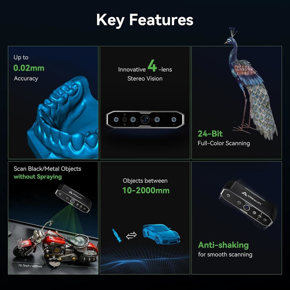 3D Scanner CR-Scan Otter 20fps w/ Four-Lens Stereo Vision 10-2000mm ...
