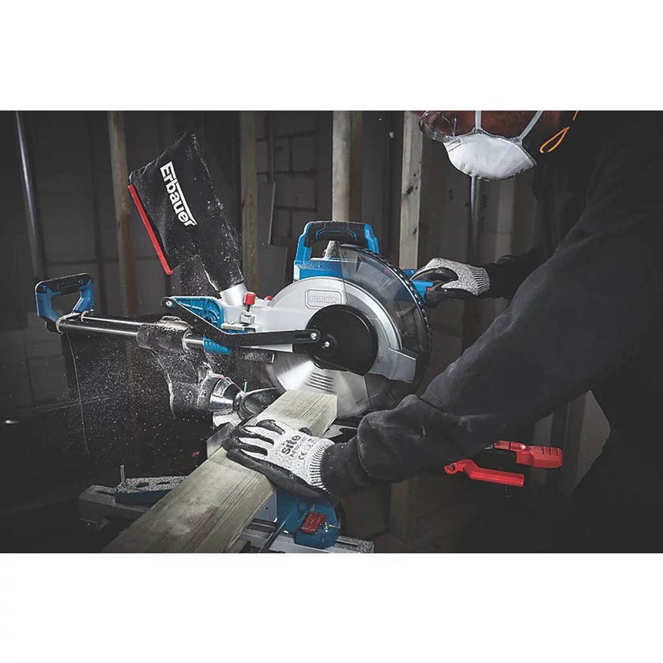 Erbauer Mitre Saw Electric EMIS254S Double Bevel 254mm Sliding Heavy ...