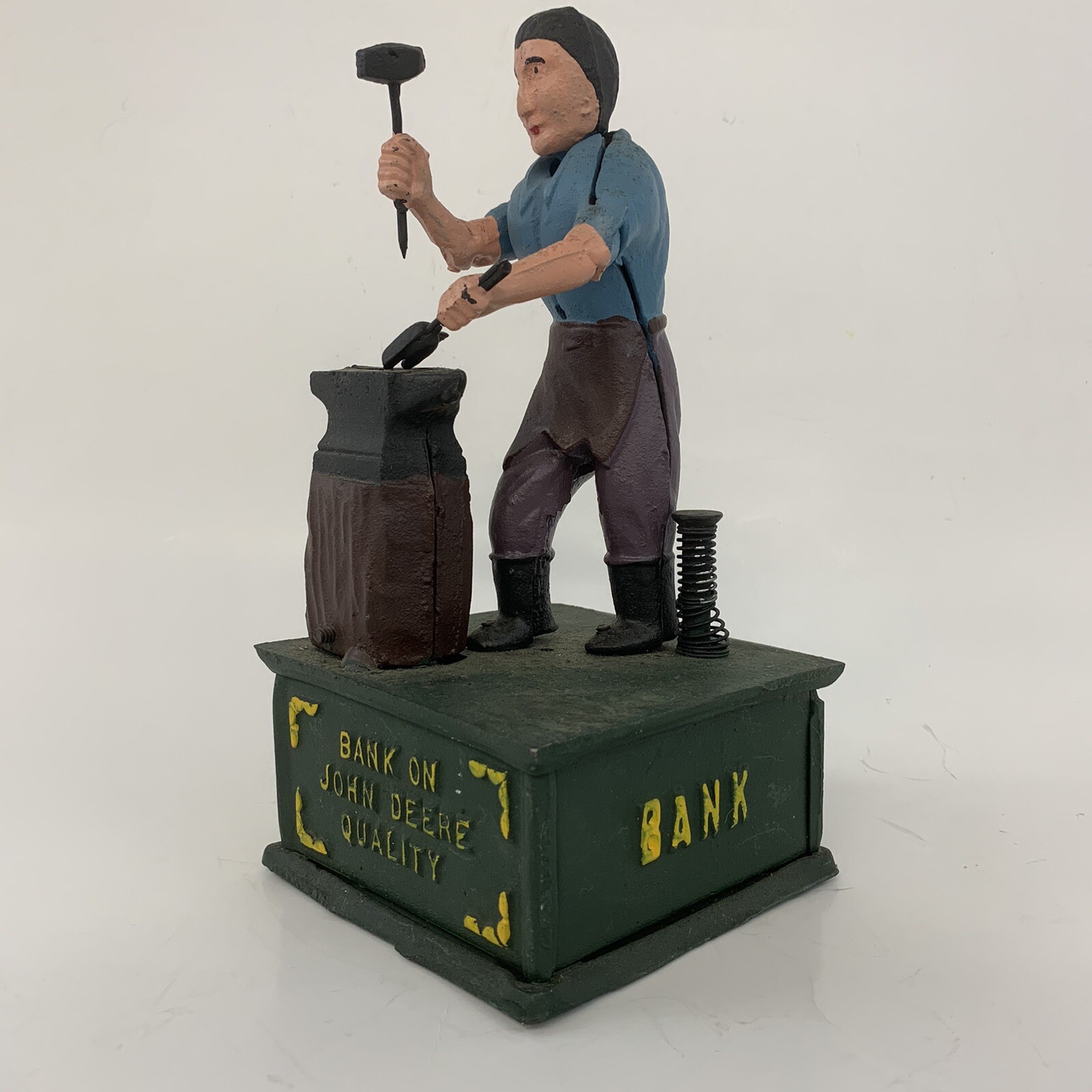 Working Man Cast Iron Mechanical Blacksmith Coin Bank | eBay