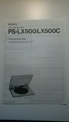 SONY Turntable PS-LX500 PS-LX500C Operating Instructions Manual | eBay