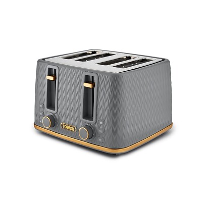 Tower 4 Slice Toaster, Empire Range 7 Settings , 1600W, T20061GRY Grey ...