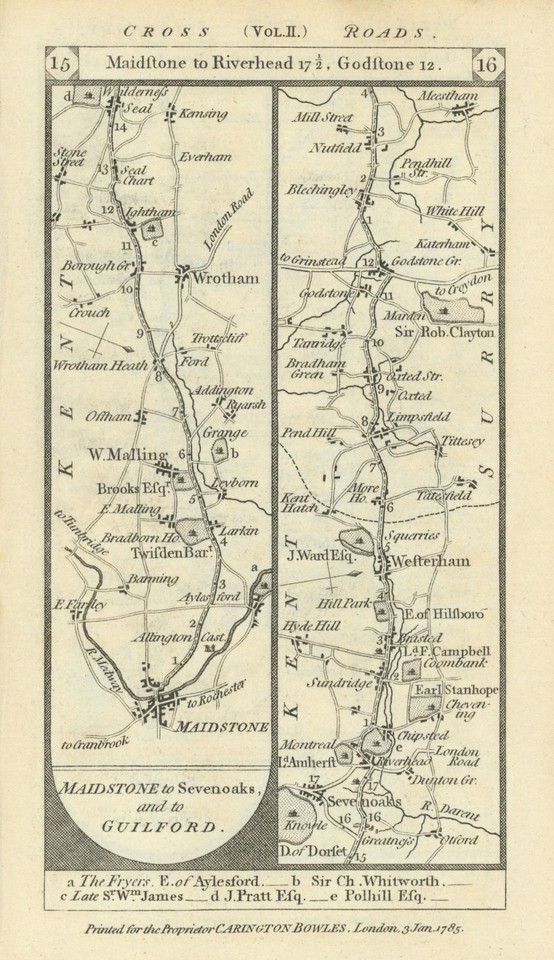 Reigate-Dorking-Guildford Bath-Chipping Sodbury road strip map PATERSON ...