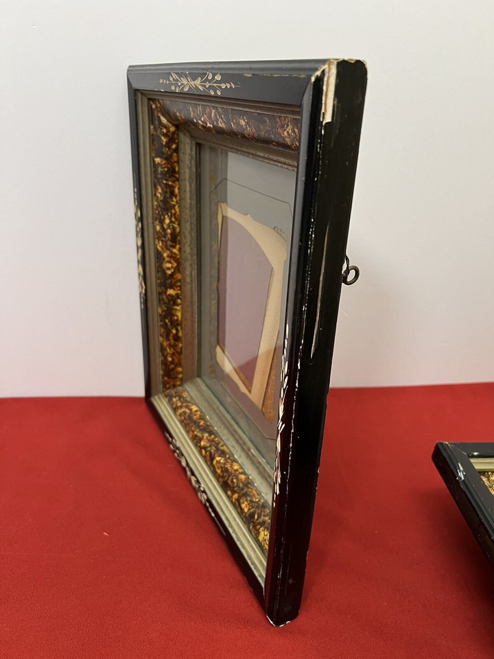 Pair Of Antique Deep Well Frames W Glass & Matts 14”x12.25” - Set of 2 ...