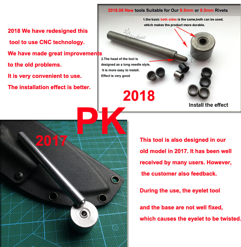 #8-9-7.9mm 1/4" black Eyelets Rivet with tools for Kydex Holster 0.08 ...