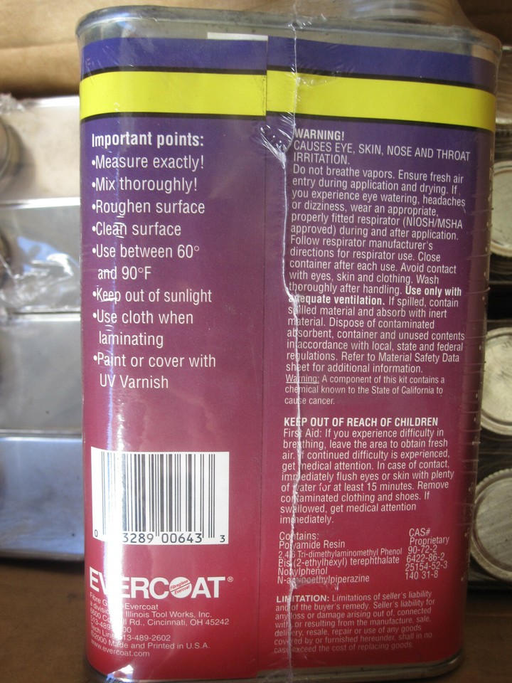 Evercoat 100643 Everfix All Purpose Fiberglass Epoxy Resin Hardner Kit ...