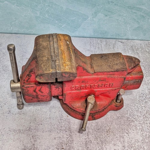 Vintage Craftsman 391-5180 Red Bench Vise 3-3/4" Jaws Swivel Base and ...