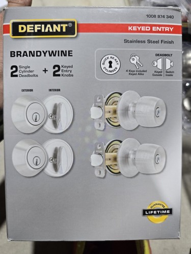 Defiant Brandywine Stainless Steel Single Cylinder Keyed Entry Project Pack | eBay
