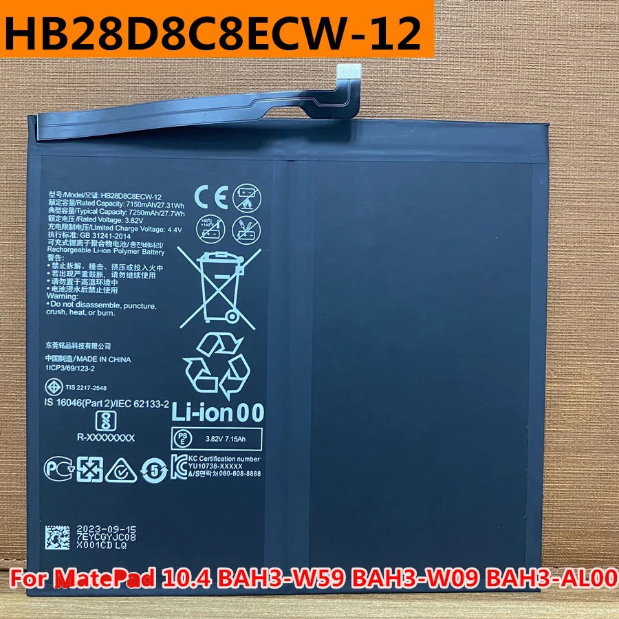 7250mAh HB28D8C8ECW-12 Battery For 10.4" BAH3-W59 BAH3-W09 BAH3-AL00 ...