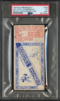 1939 USC vs. UCLA Football Ticket Stub W/Mickey Mouse Art Work Jackie ...