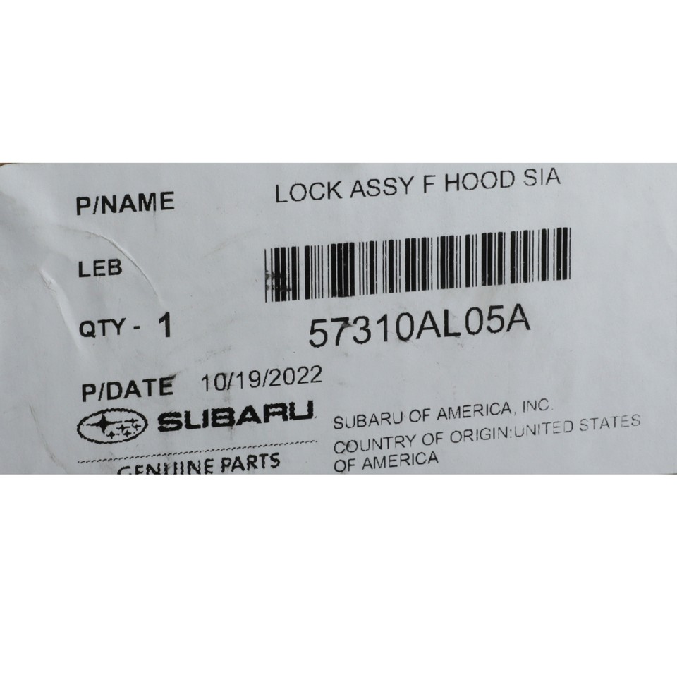 OEM NEW GENUINE 2019 Subaru Legacy Outback Hood Lock Latch Assembly ...