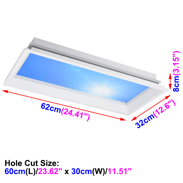 72W Dimmable LED Blue Sky Lamp Panel Ceiling Fixture Roof Natural ...