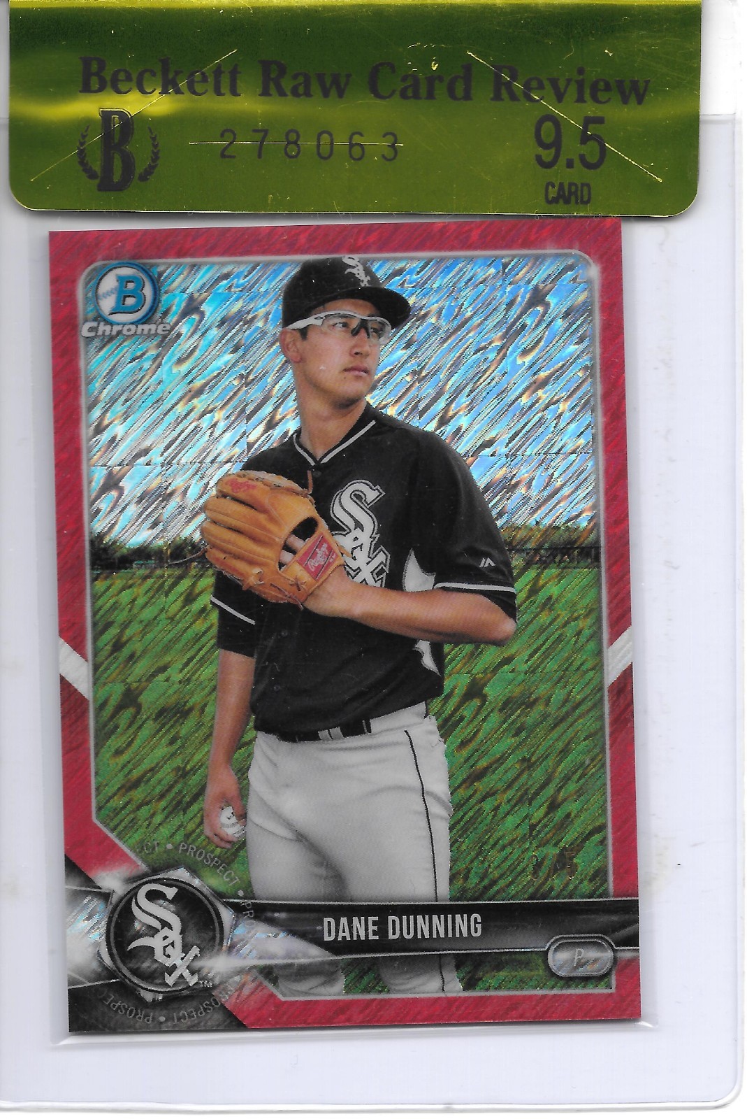 2018 Bowman Chrome DANE DUNNING RED SHIMMER REFRACTOR RC #3/5 BGS 9.5 ...