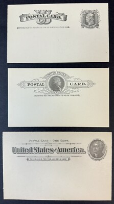 U.S., 1881-1894, Scott #UX7, UX9, UX12, Postal Cards, Unused, Very Fine ...