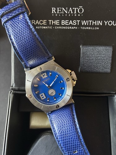 “Renato Collezioni " Diamond Second Sub Dial Blue Watch . Men Leather ...