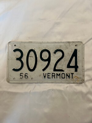 LICENSE PLATES VERMONT 1956 30924 | eBay