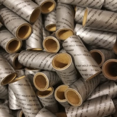 50 Fireworks Silver Print Kraft Tube Firecrackers 9/16" x 1.5" x 1/16 ...