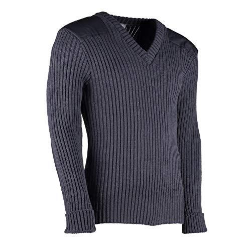 TW Kempton York Woolly Pully Vee Neck Sweater with Patches - Epaulets ...