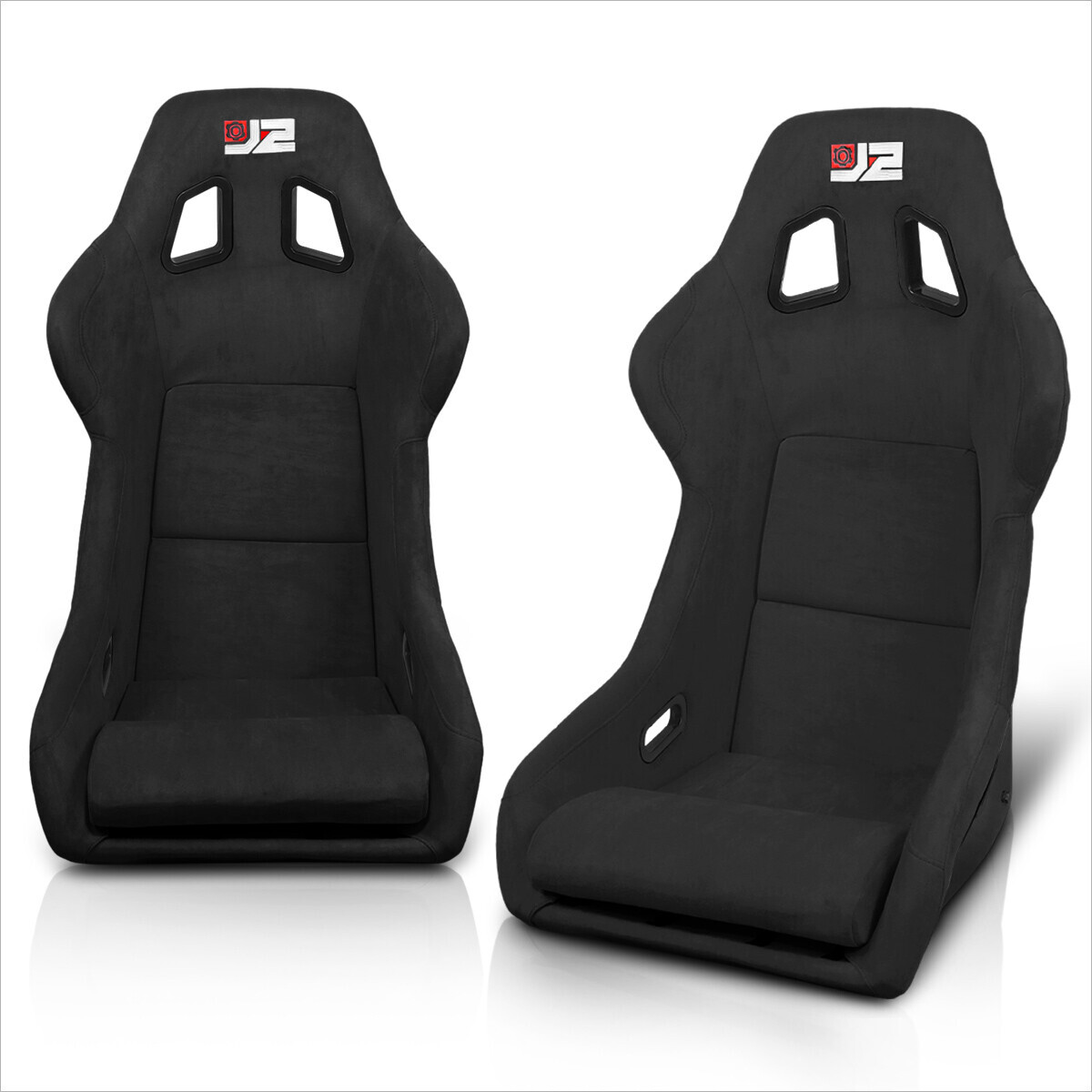 Pair J2 Large Size Fiberglass Black Fixed Position Racing Bucket Seats ...