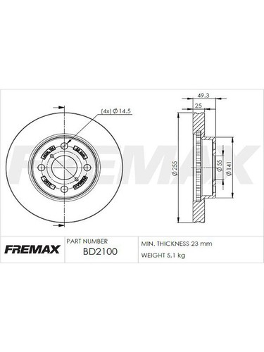 Fremax Brake Disc Front Pair fits Toyota PRIUS Sedan ( W1 ) 1.5 (BD ...