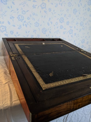 Victorian Antique Travel Writing Case - Brass, Leather, Secret ...