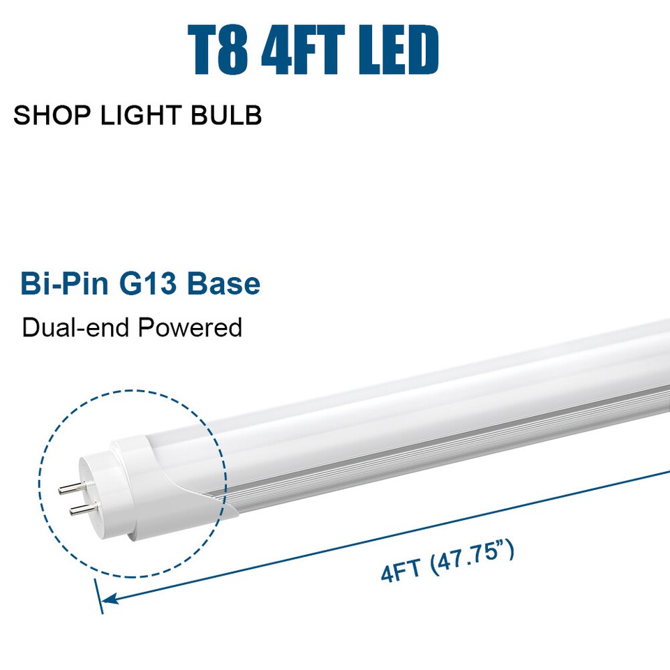 4FT T8 LED Tube Light Bulb 28W 4 Foot 2 Pin G13 LED Shop Light Bulb ...