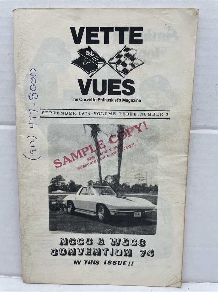 Vette Vues September 1974 Corvette Enthusiast Magazine NCCC WSCC 1974 ...