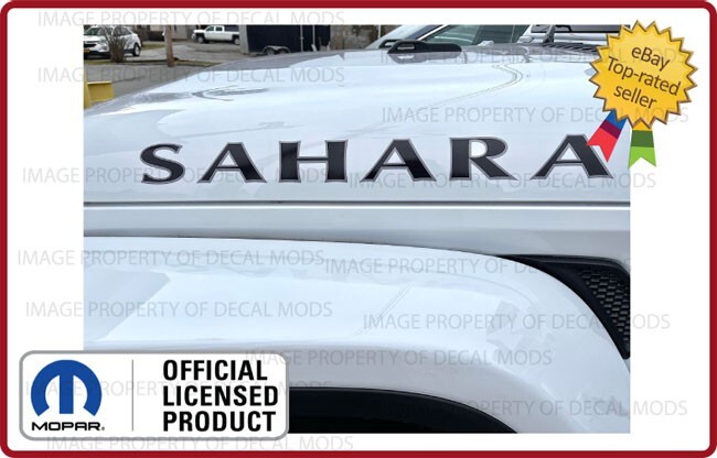 Set of 2: Jeep Wrangler SAHARA Hood decals stickers graphics Gray Black ...