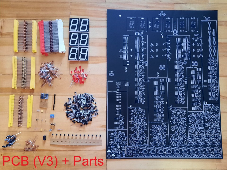 Mega Transistor Clock DIY kit digital+binary w/parts or PCB - 50 / 48.5 ...