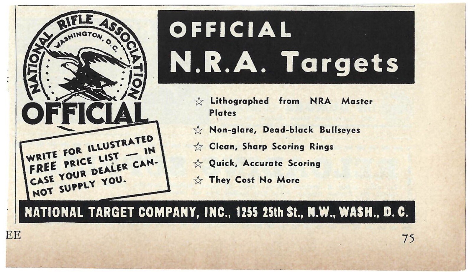1953 National Target Company Official NRA Targets Lithographed Print Ad ...