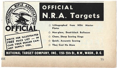 1953 National Target Company Official NRA Targets Lithographed Print Ad ...