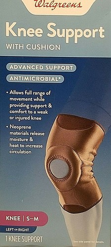 Walgreens Knee Support With Cushion Neoprene Antimicrobial Size S / M ...