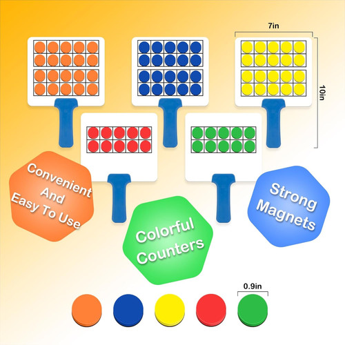 Magnetic Ten Frame Set,5 Dry Erase Paddles & 150 Math Counters,Counting ...