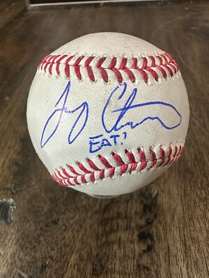 Joey Chestnut Autographed Game Used OMLB Baseball EAT inscription HOT ...