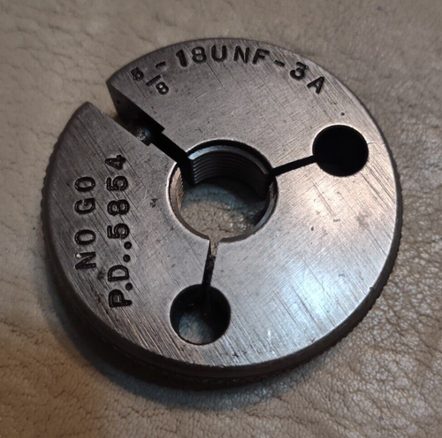 THREADWELL 5/8 18 UNF 3A THREAD RING GAGE .625 .6250 NO GO ONLY P.D ...