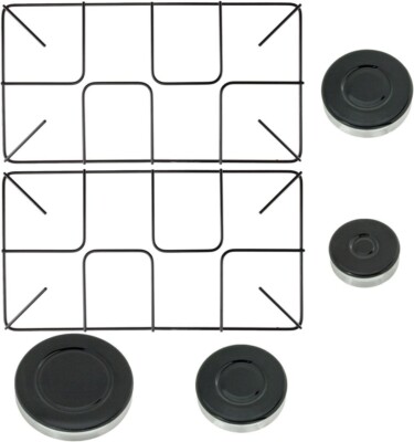 2 x Flush Style Pan Support Stand & 4 x Burner Crown For Belling Cooker ...