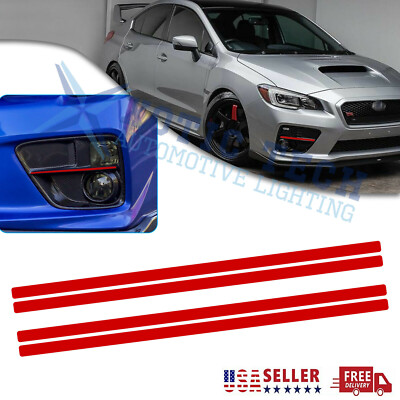 4pcs Red Front Fog Lamp Light Strip Vinyl Stickers For Subaru WRX STI ...